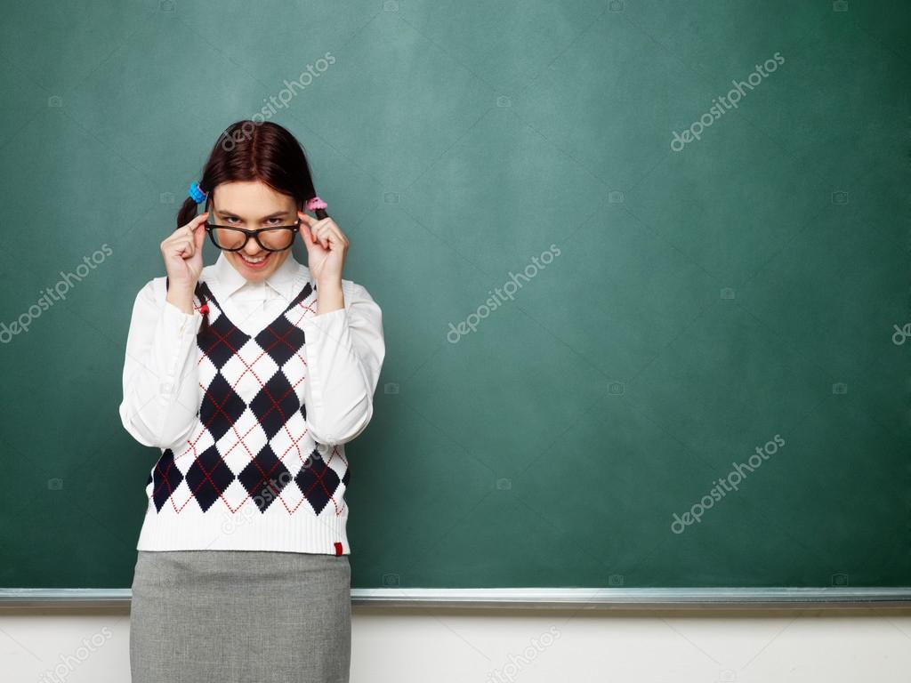 Portrait of young female nerd — Stock Photo © nesharm #61112355