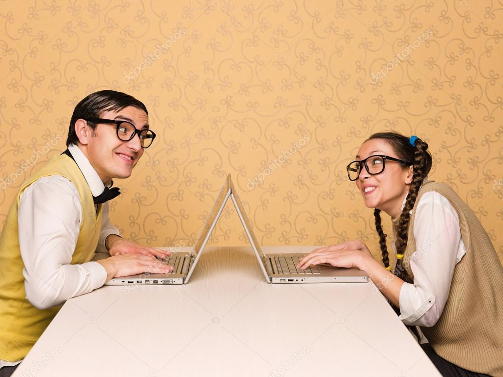 Young nerds chatting — Stock Photo © nesharm #61113451