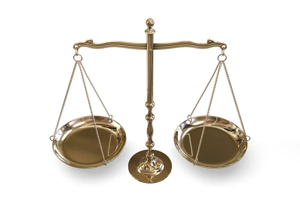 Gold scales of justice isolated on white background with clipping path ...