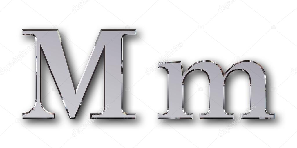 Símbolo de alfabeto metálico M - plata — Foto de stock © photo5963 ...