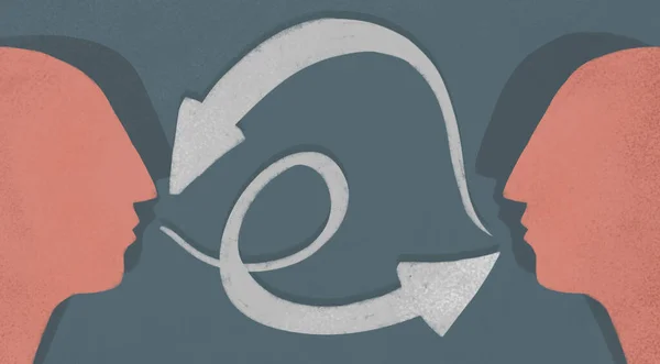 illustration. Two people, and communication between them. Collaboration ...