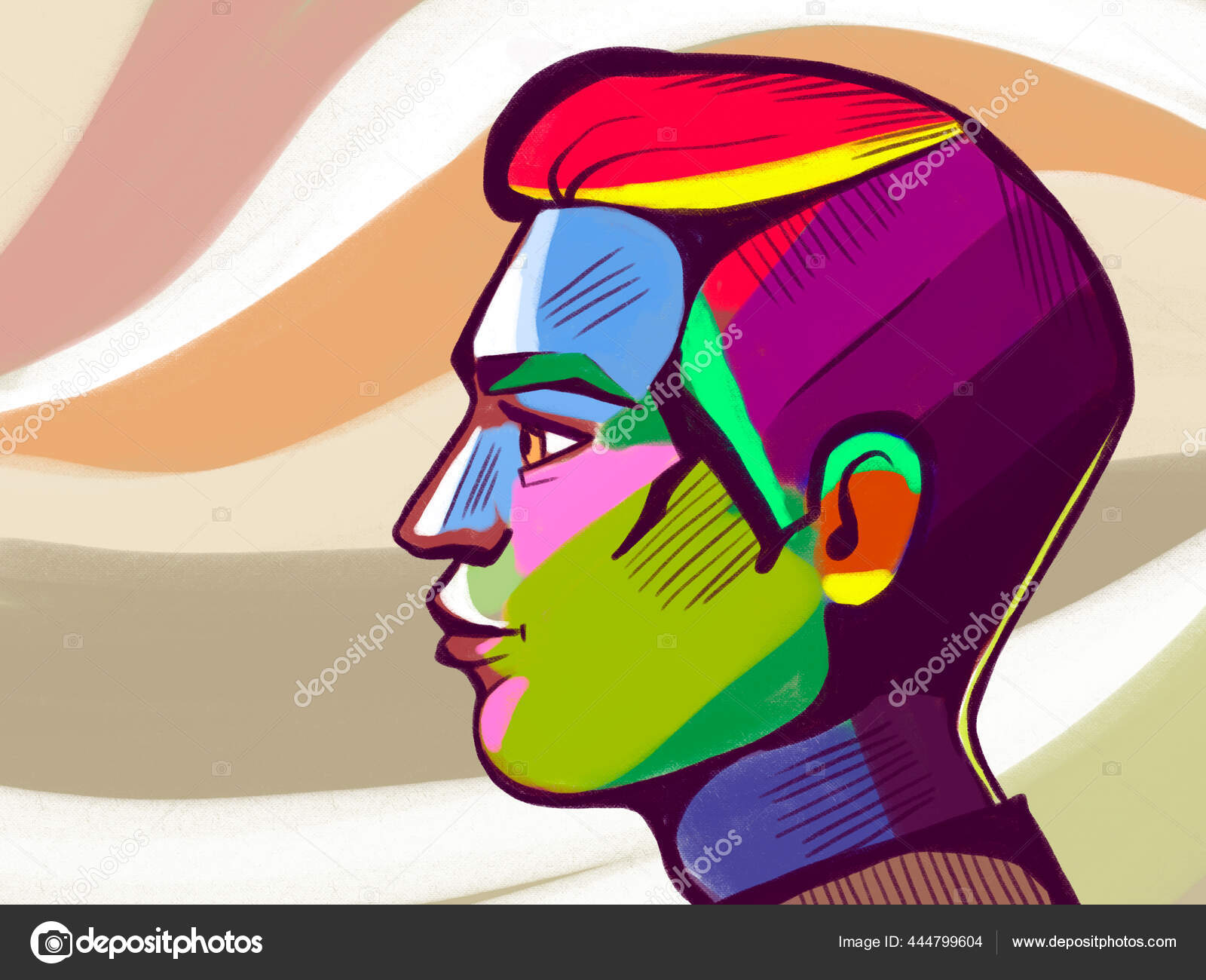 Multicolor Profile Man Geometric Shapes Bright Colors Businessman Man ...