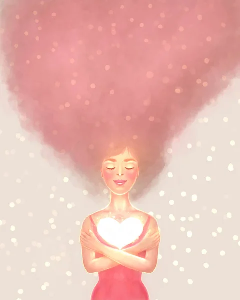 Amor propio. Autoestima y autoaceptación, autoestima. Mujer abrazándose ...