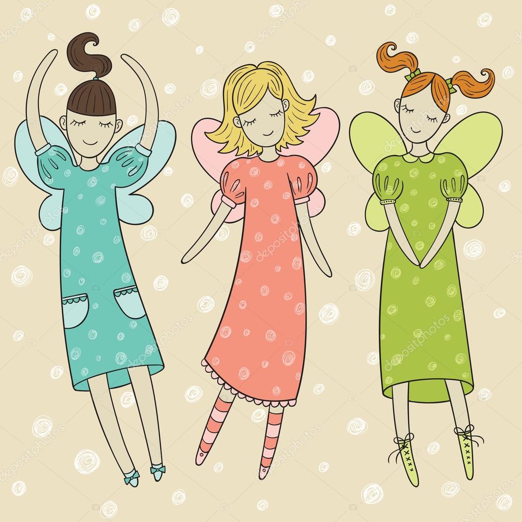 Three cute fairies Stock Vector by ©AnnaKharchenko 58570227