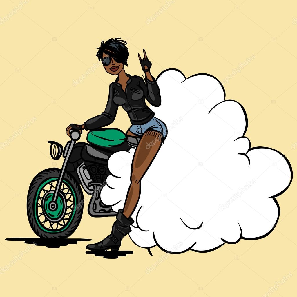 Cartoon Motorcycle Girl