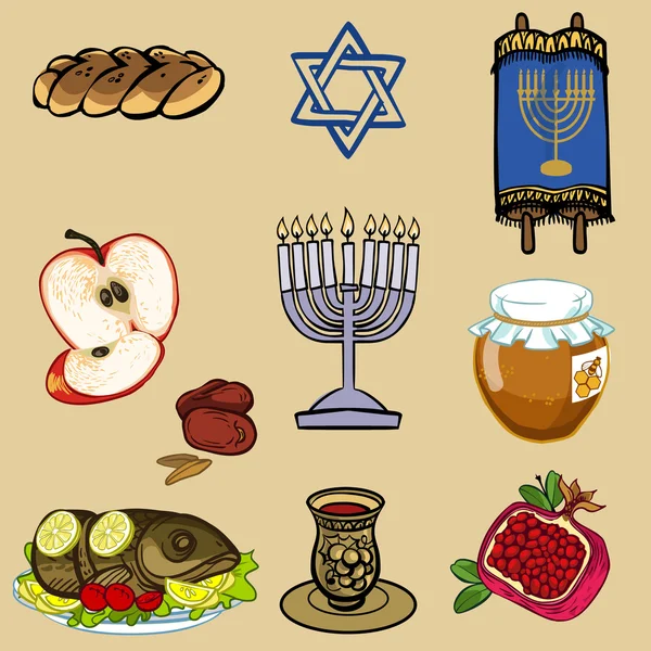 Symbols of rosh hashanah Vector Art Stock Images | Depositphotos