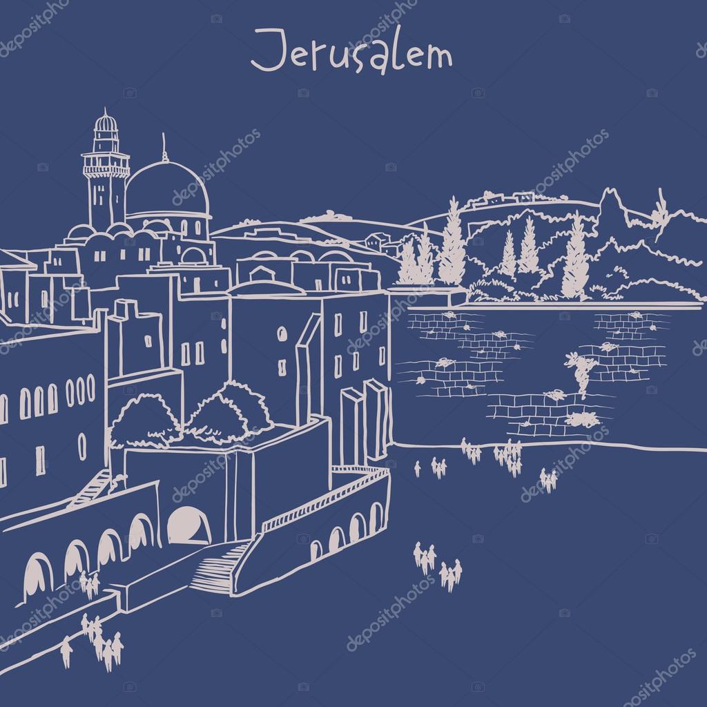Jerusalem, Israel old city skyline Stock Vector Image by ©museyushaya ...