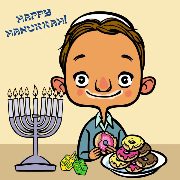 Funny Cartoon vector hanukkah card. Happy Chanukah! — Stock Vector ...
