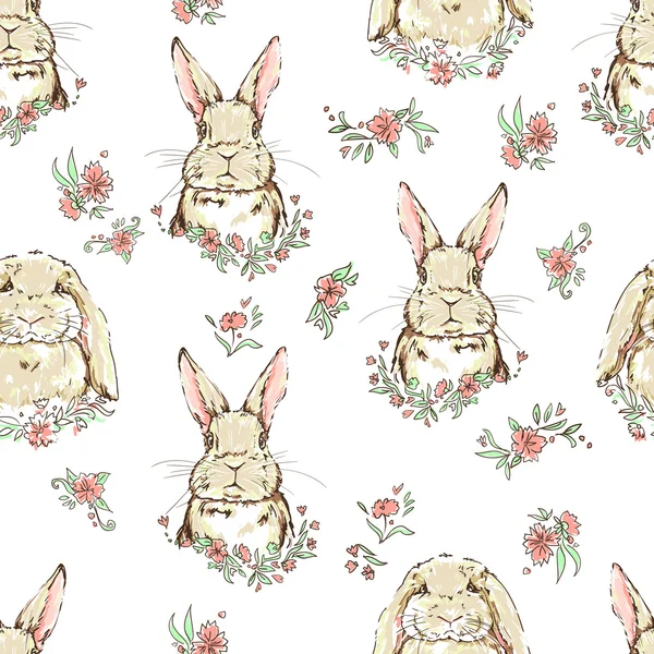 Cute Bunnies Seamless Pattern — Stock Vector © Alsoush 123366312