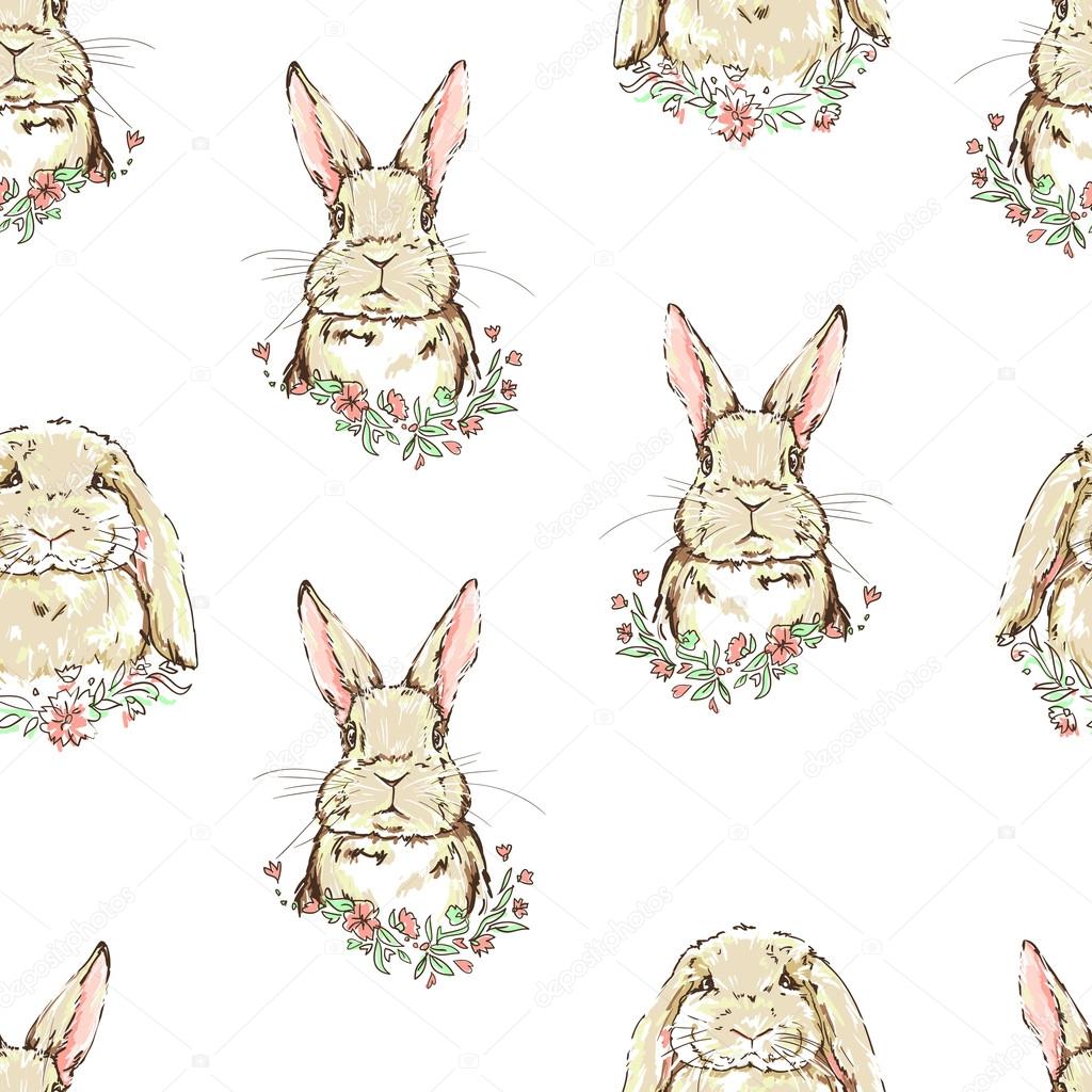Cute bunnies seamless pattern — Stock Vector © AlsouSh #123366312