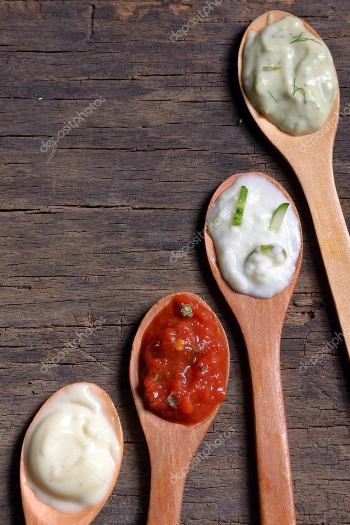 Different types of sauces Stock Photo by ©icarmen13 81138602