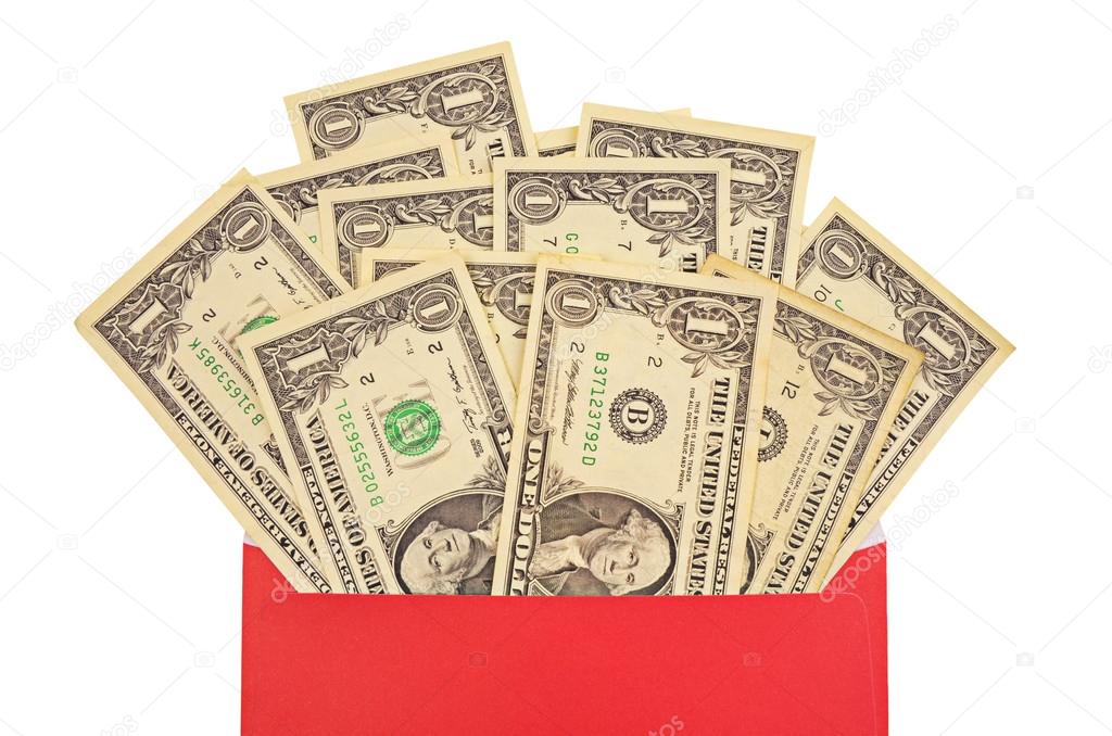 Money Cash in Red Envelope isolated on White Background. Chinese ...