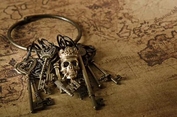 Lost treasure key on sand — Stock Photo © kwanchaidp #80723634