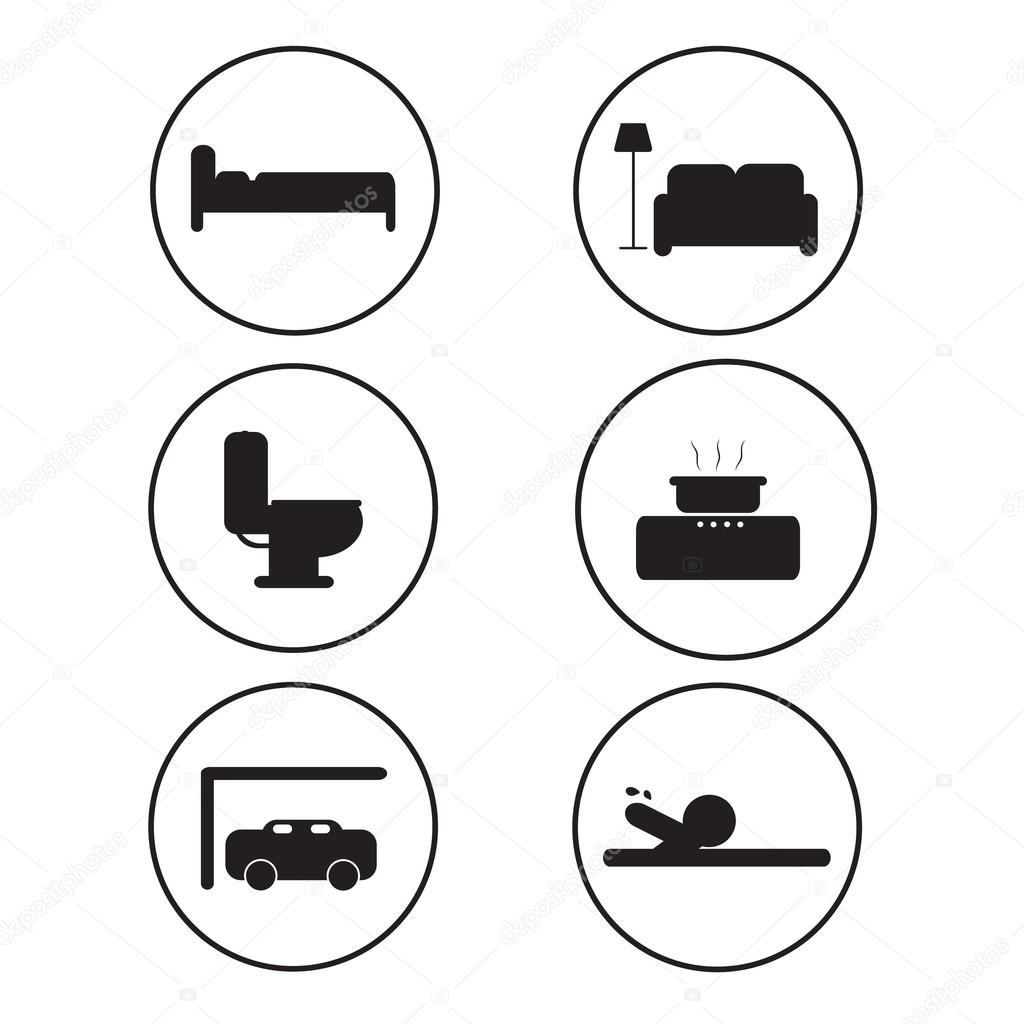 Easy icon rooms in the house. — Stock Vector © Atinatstock #102452802