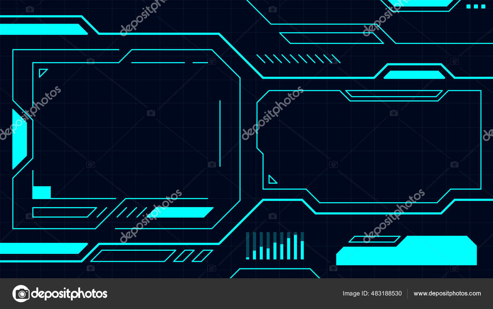 Blue Control Panel Abstract Technology Interface Hud Black Background ...
