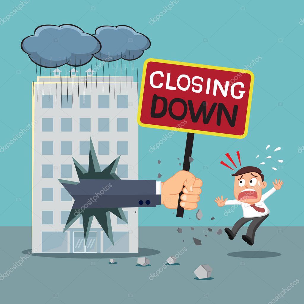 Mano grande muestra un signo de cierre a un hombre de negocios, La ...