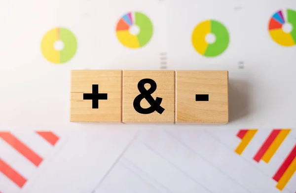 Signs Comparison Opposites Positive Negative Pros Cons — Stock Photo ...