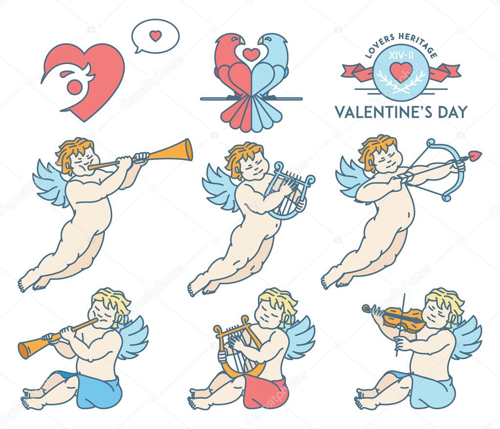 Cherub Bundle colored Stock Vector Image by ©PennaPazza #106671816