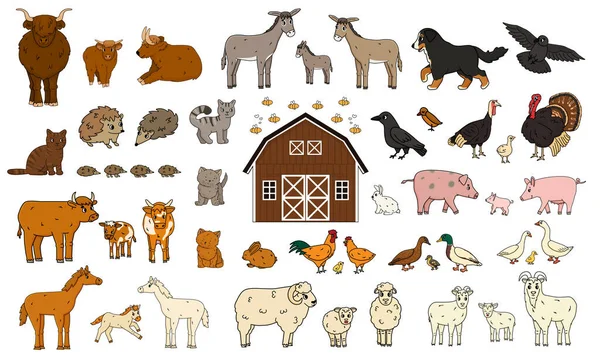 Conjunto de animales de granja imágenes de stock de arte vectorial ...