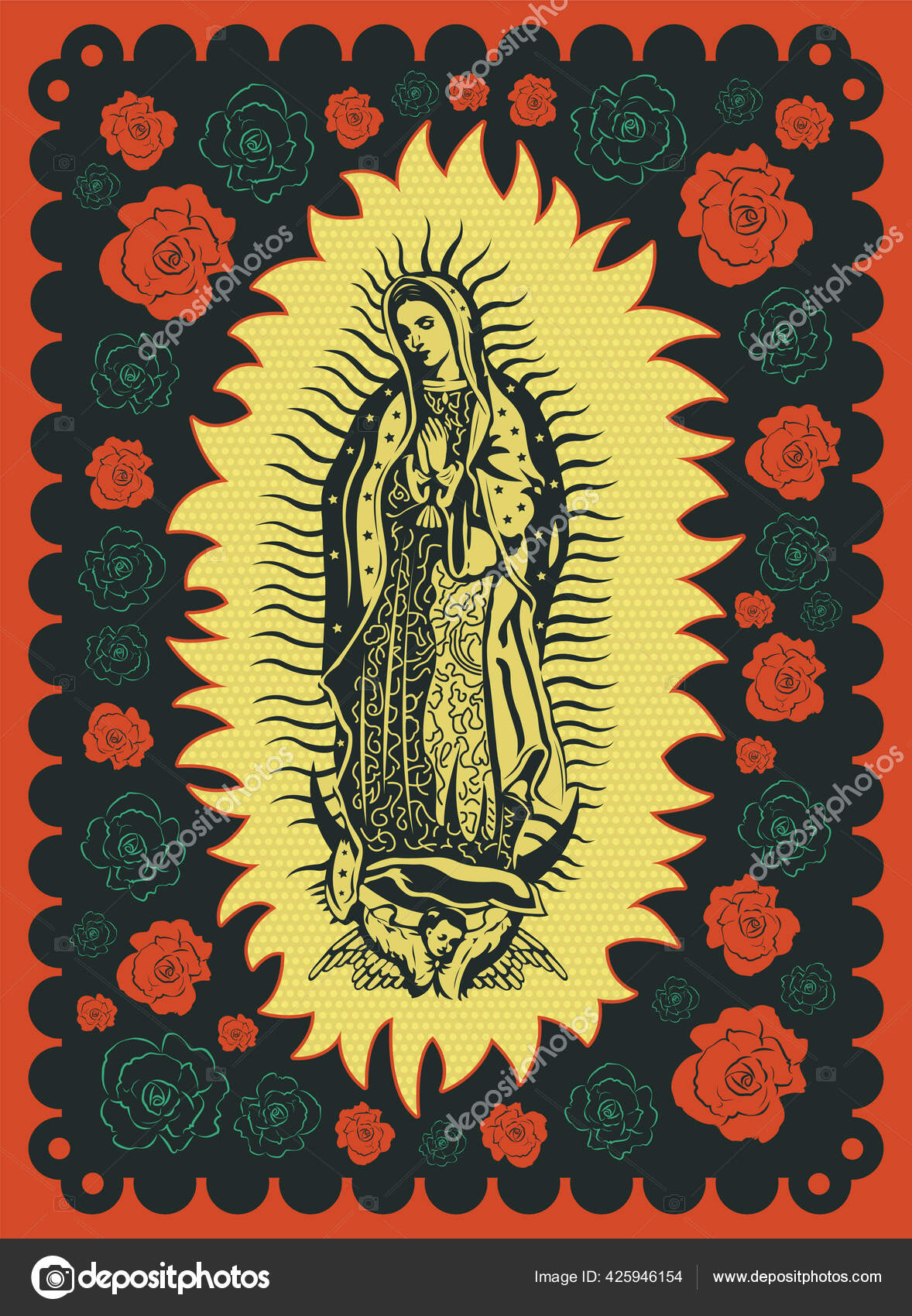Virgin Guadalupe Poster Style Vector Illustration Stock Vector by ...