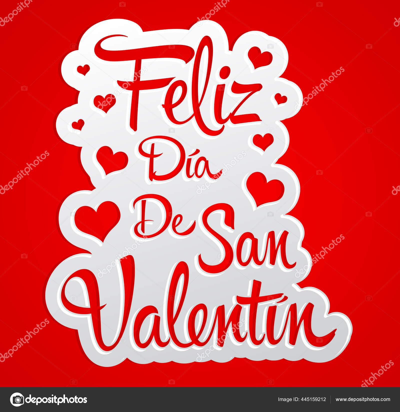 Feliz Día San Valentín Feliz Día San Valentín Texto Español Vector de stock #445159212 de ...