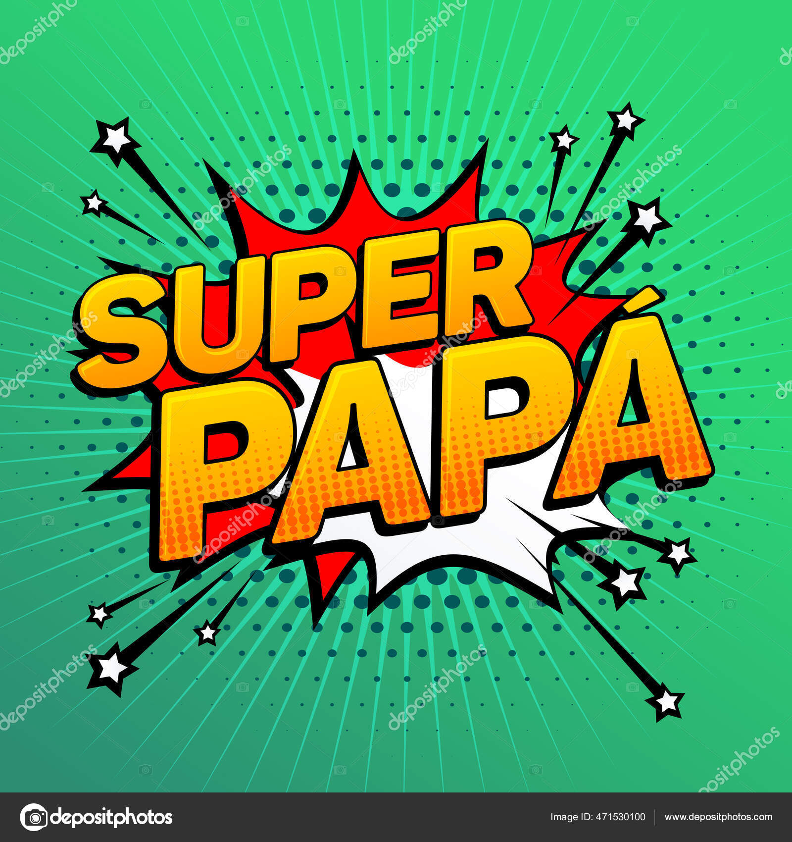 Super Papa Super Dad Texto Español Padre Celebración Vector Ilustración ...