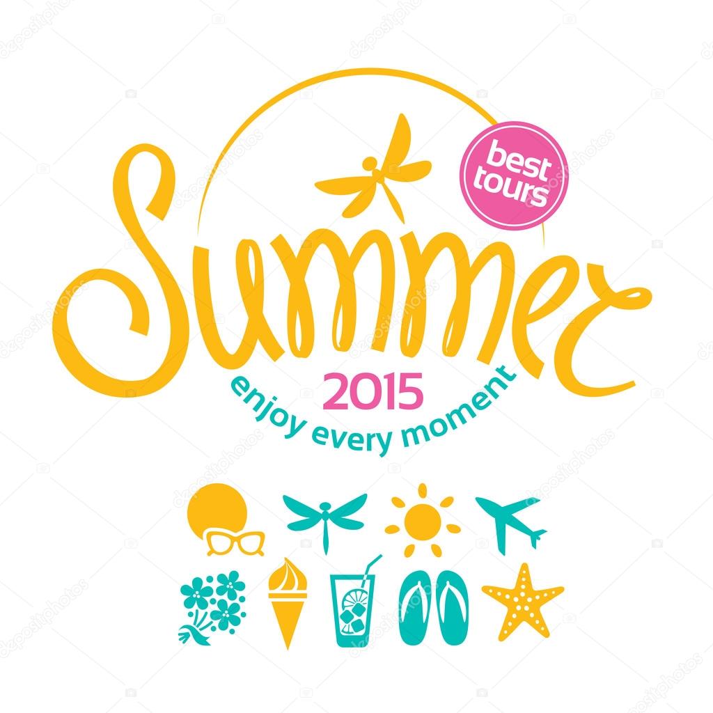 Colorful lettering summer — Stock Vector © YarKova #73019669