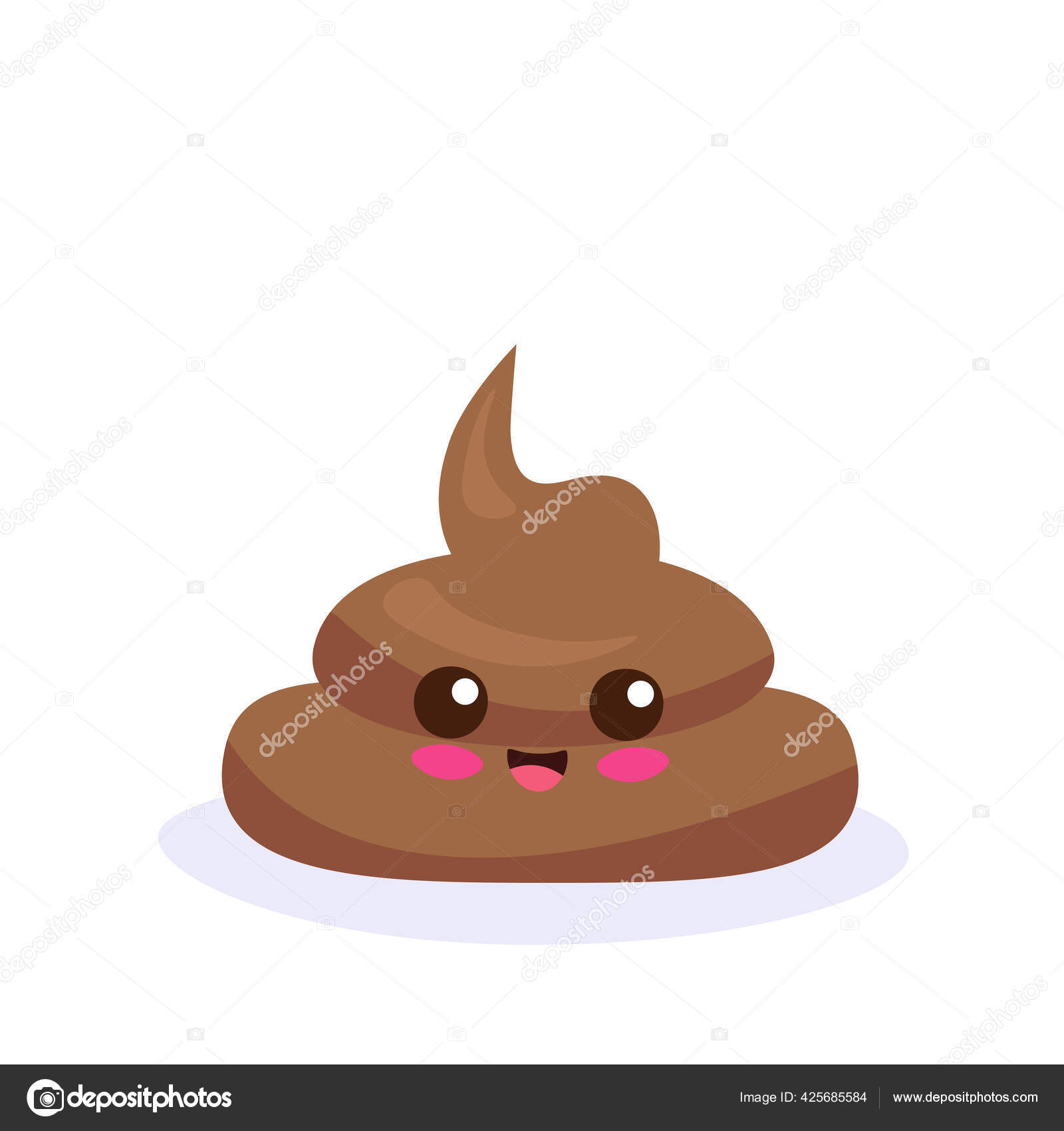 Kawaii Vector Illustration Brown Poop Isolated White Background Cute ...