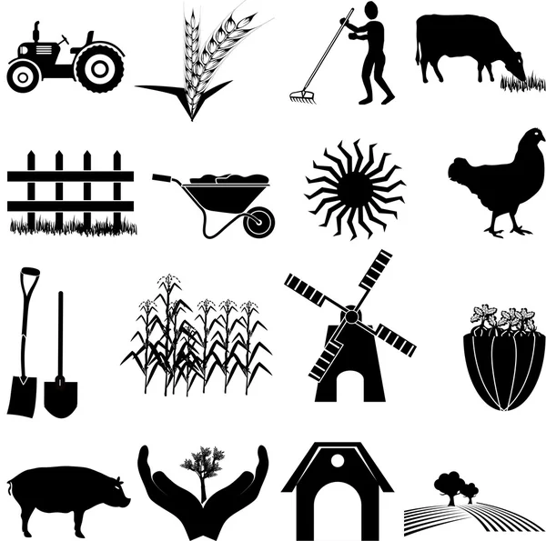 Black farm and agriculture icons set Stock Vector Image by ©huhulin ...