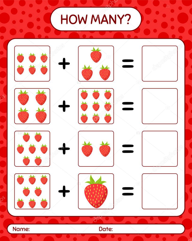 Cuántos contando juego con fresa. hoja de trabajo para niños ...