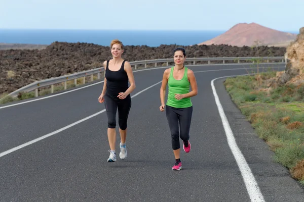 Runner womans running on mountain road in beautiful nature, - Stock ...