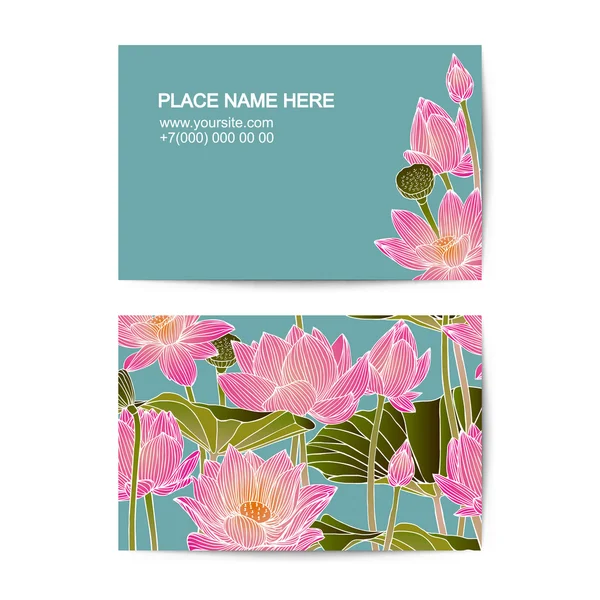 Visiting card template with linear lily flowers Stock Vector Image by ...