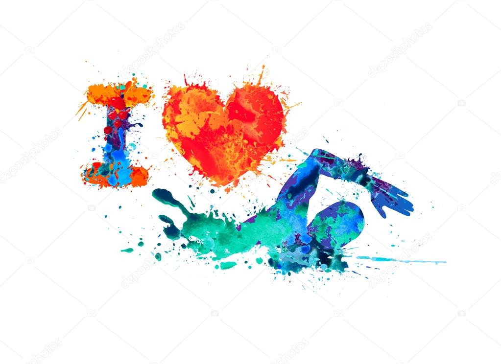 I love swimming. Swimmer of splash paint Stock Illustration by ...