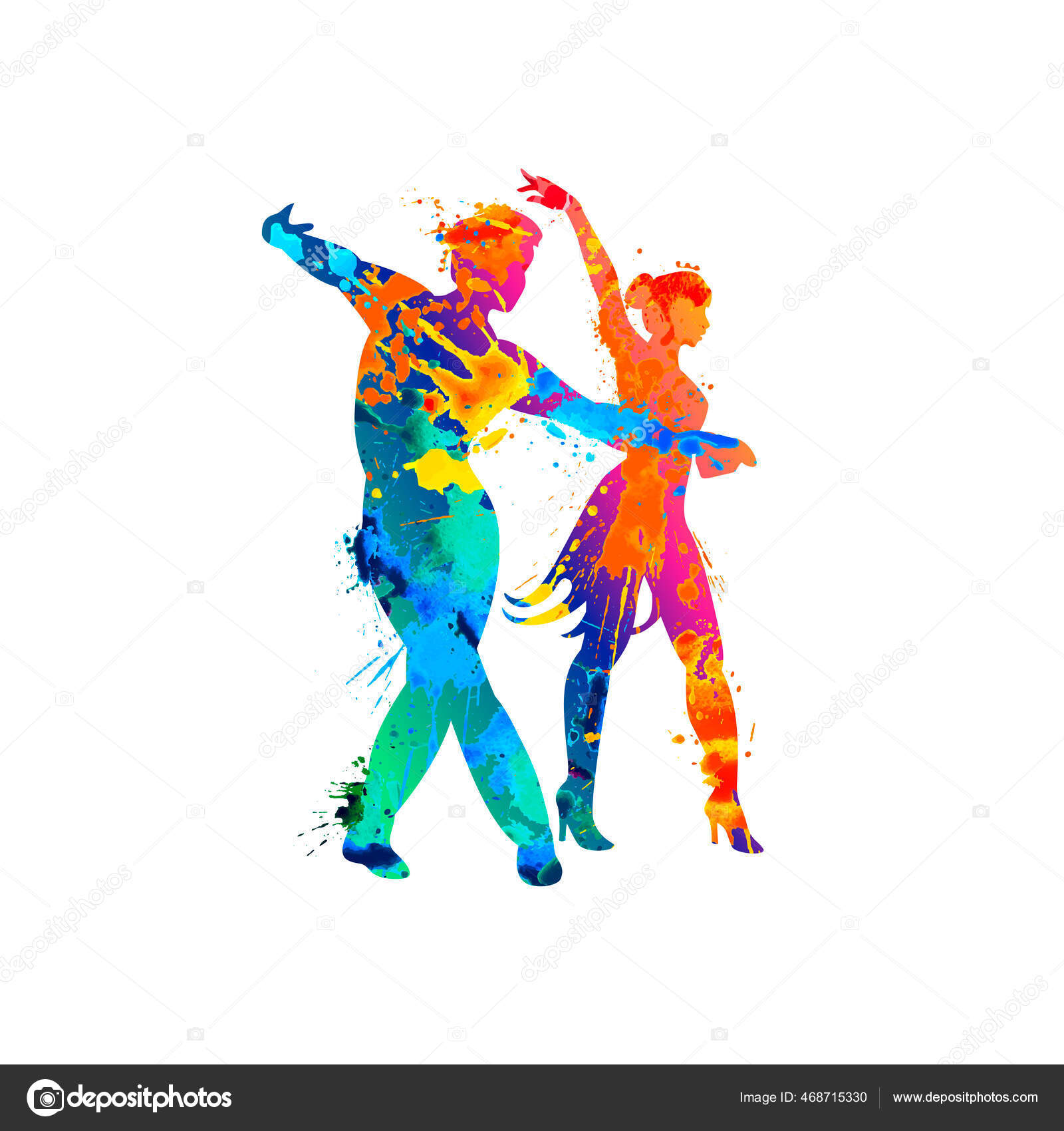 Silueta Par Bailes Deportivos Clásicos Latinos Icono Vectorial Pintura ...