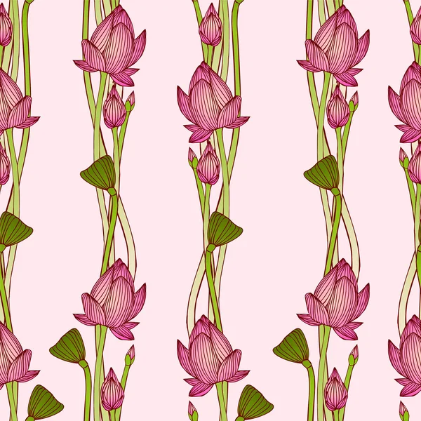 Seamless pattern - lotus flowers — Stock Vector © Ukususha #79943070