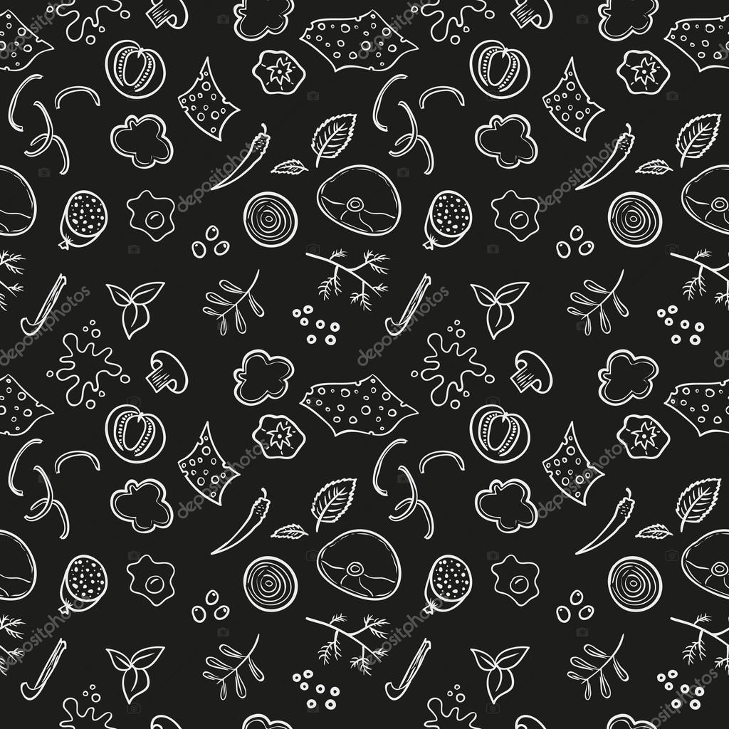 Patrón de ingredientes de pizza perfecta. Diseño sin fin del vector ... Patrón de ingredientes de pizza perfecta. Diseño sin fin del vector ...