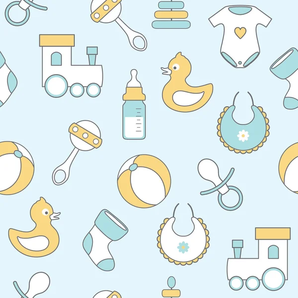 Vector pattern with line flat baby icons Stock Vector Image by ...