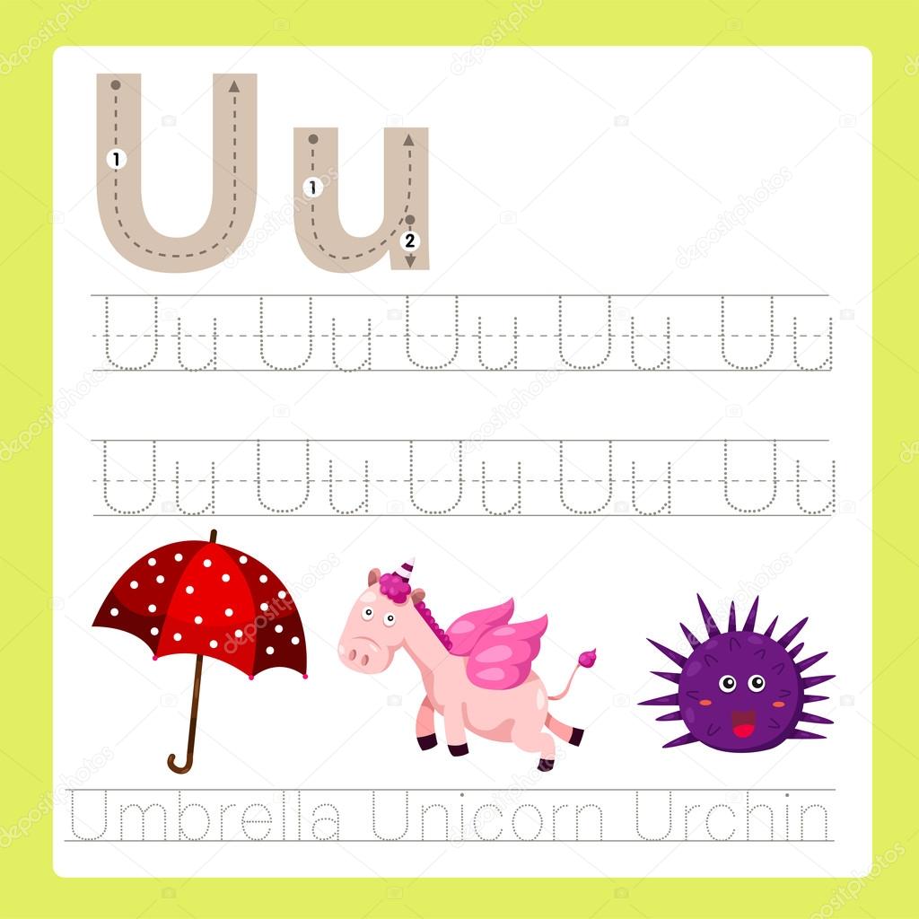 Illustrator of U exercise A-Z cartoon vocabulary Stock Vector by ...