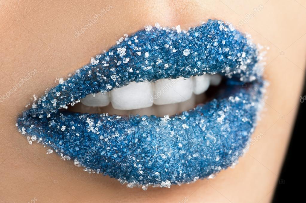 Blue Glitter Lips