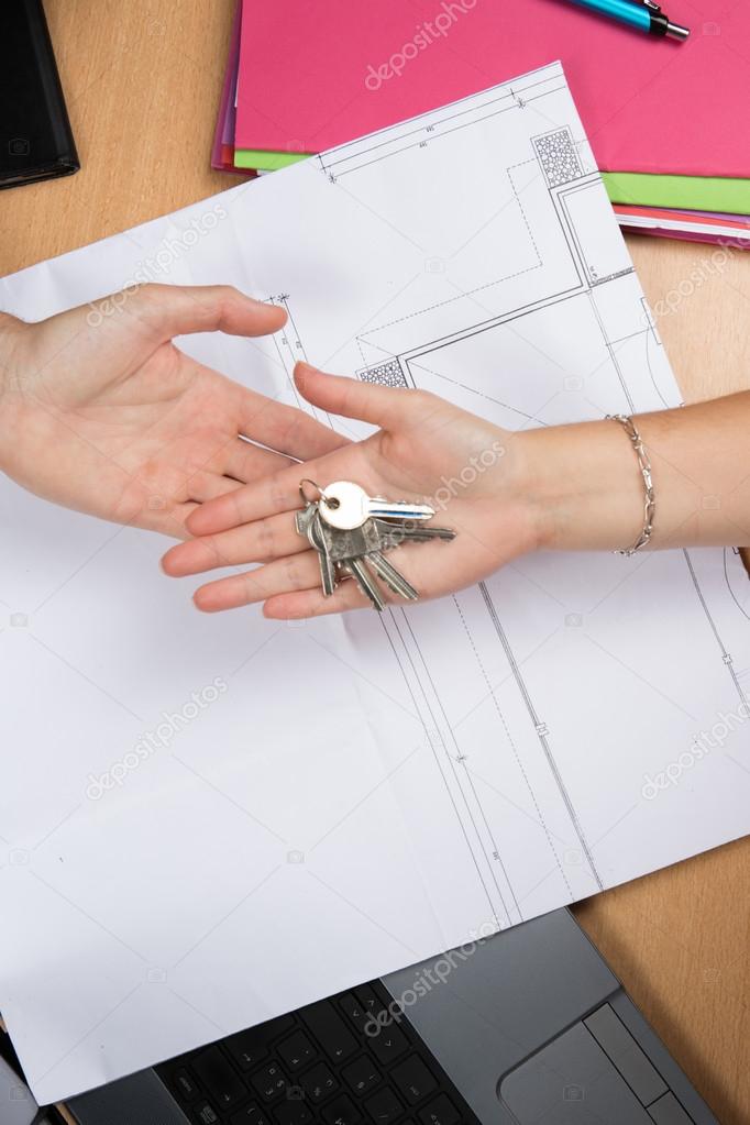 Woman being given a house key real estate — Stock Photo © OceanProd ...
