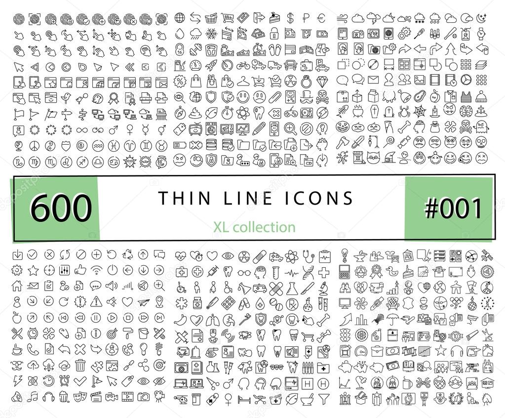 600 Vector thin line icons set for infographics, mobile UX/UI ki Stock ...
