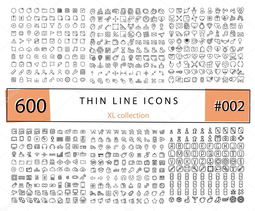 600 Vector thin line icons set for infographics, mobile UX/UI ki Stock ...