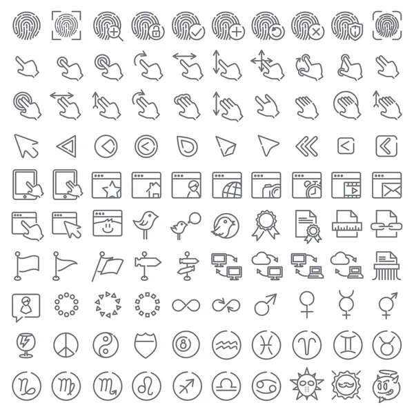 100 vector line icons set for web design and user interface — Stock ...