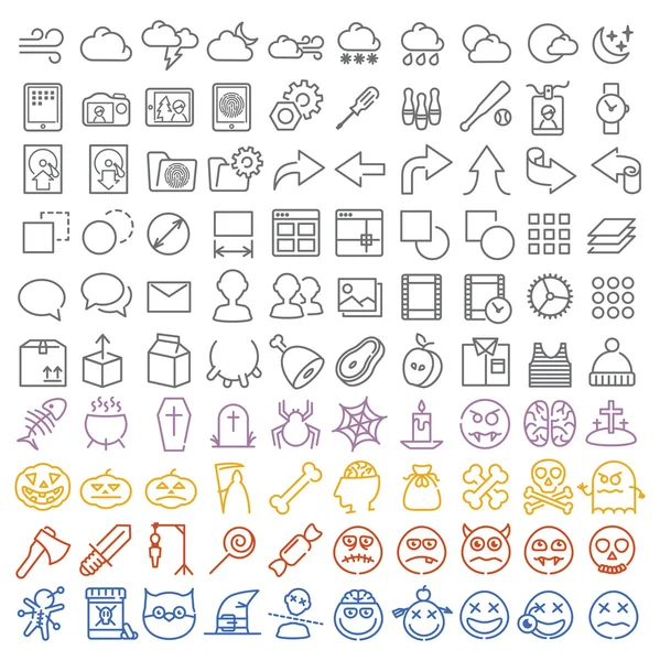 100 vector line icons set for web design and user interface Stock ...