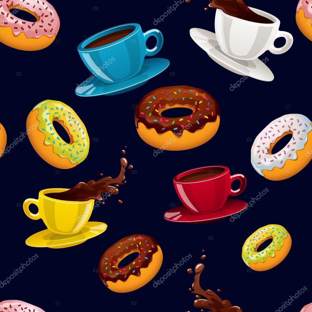 Pattern with donuts and coffee Stock Vector Image by ©moiseev #92352492