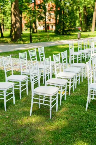 Wedding chairs set up before the ceremony - Stock Image - Everypixel