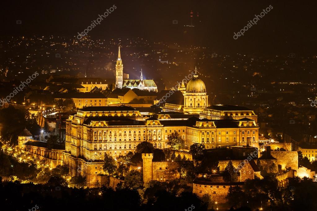 Royal Palace or Buda Castle at night. Budapest, Hungary Stock Photo by ...