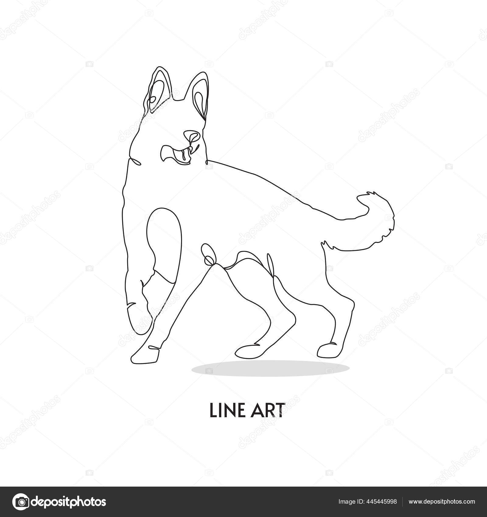 Dog Continuous Line Art Drawing Style Black Line Sketch White Stock ...