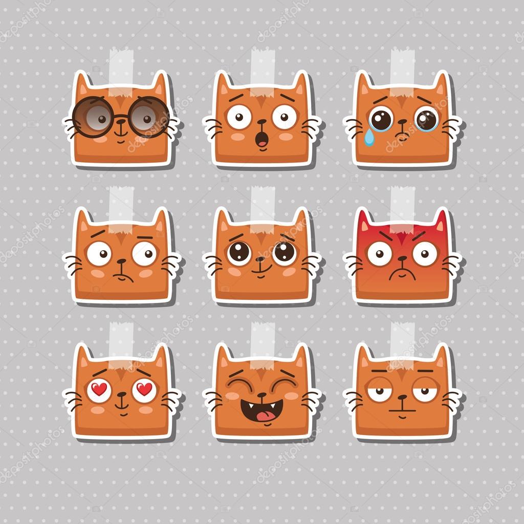 Cats stickers: Emotions Stock Vector Image by ©Jane39925 #79577836