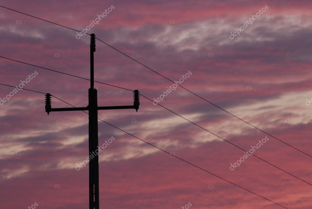 Pole Electric Sunset Cables — Stock Photo © KopoPhoto #57759809